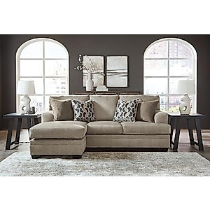 Signature Design by Ashley Stonemeade Casual Right-Arm Facing Sofa Chaise with 4 Toss Pillows, Light Brown