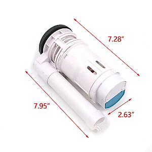 T Tulead Toilet Push Flush Valve Dual 185mm/7.28" Push Button Fill Valve Fit for Drainage Hole 64mm/2.5"