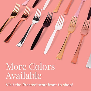 Prestee 100 Clear Plastic Forks, Plastic Forks Heavy Duty, Clear Forks Silverware, Plastic Cutlery, Disposable Forks Pack, Bulk Disposable Flatware, Plastic Utensils Set, Disposable Silverware Cutlery