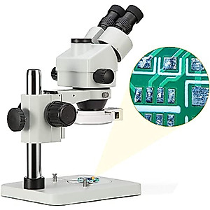 SWIFT Professional Trinocular Stereo Zoom Microscope,WF10X Eyepieces,3.5X-90X,0.7X-4.5X Zoom Objective,56-Bulb LED Ring Light, 0.5X 2.0X Barlow Lenses,Large Pillar-Style Table Stand