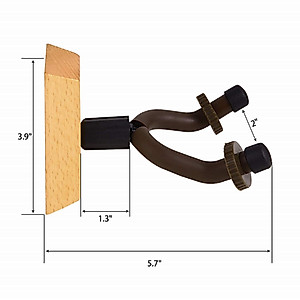 CC CAIHONG Guitar Hanger Wall Mount 6 Pack, Hardwood Guitar Wall Hangers Hooks Holder Stand Display with Screws - Easy to Install - Fits Guitars, Bass, Mandolin, Banjo