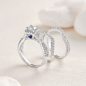Newshe Engagement Wedding Ring Set for Women 925 Sterling Silver 3pcs Round White AAA Cz Size 7