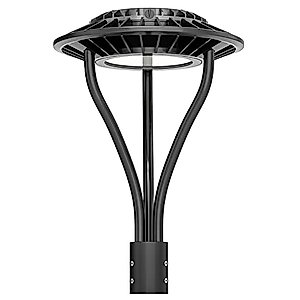 100W Led Post Top Light with Dusk to Dawn Sensor,ETL DLC Listed Led Post Light,14,000Lm,3000K/4000K/5000K,IP65 Waterproof,LED Post Top Outdoor Circular Area Pole Light for Garden Yard Street Lighting