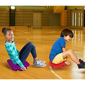 GSE Games & Sports Expert Floor Scooter Board with Handles, Sitting Scooter for Kids Indoor Play Equipment, Fun Scoot Board with Non-Marring Plastic Casters for Children (Green)