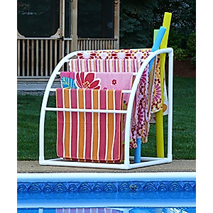 TowelMaid Original Curved 7 Bar Freestanding Outdoor Poolside Towel Rack Made in USA