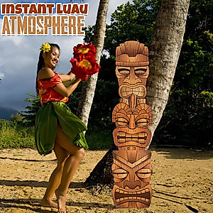 Fun Express Jumbo Tiki Cardboard Cutout - Transform Any Space with Set of 3 Pieces Jumbo Tiki Cutouts - Create Unforgettable Memories and Enjoy Long-Lasting Tropical Fun - Effortless Luau Decor