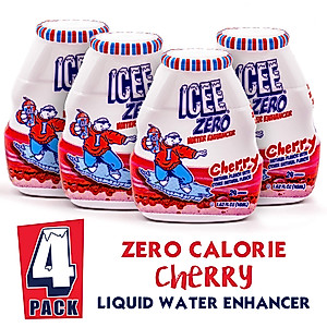 ICEE Zero Calorie Cherry Liquid Water Enhancer Drink Mix, Natural Flavor Drops, Sugar Free, 1.62 Fl Oz Concentrate (48 ml) - 4 Pack