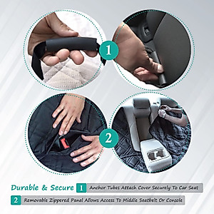 Car Back Seat Protector for Kids with Removable Zipper – Thick Padded Diamond Design Child Backseat Cover for Car Truck SUV with Non-Slip Material 100% Waterproof 600D Scratch Proof Machine Washable