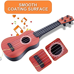 YOLOPLUS+ 17 Inch Toddler Ukulele Guitar Toy 4 Strings Mini Guitar for Kids - Children Musical Instruments Educational Learning Toy (17 inch Rose Wood Color)