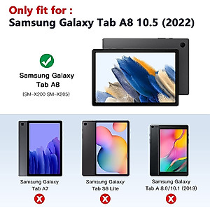 Herize Case Compatible with Samsung Galaxy Tab A8 10.5 Inch 2022 SM-X200/SM-X205/SM-X207 with Screen Protector Pencil Holder | Heavy Duty Sturdy Protective Case W/Stand Hand Shoulder Strap | Black