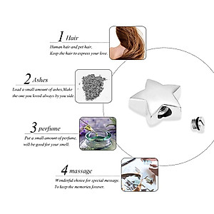 memorial jewelry Small Star Charm Cremation Urn Pendant Ashes Memorial Necklace for Woman Free Filling Kits Include (Steel)