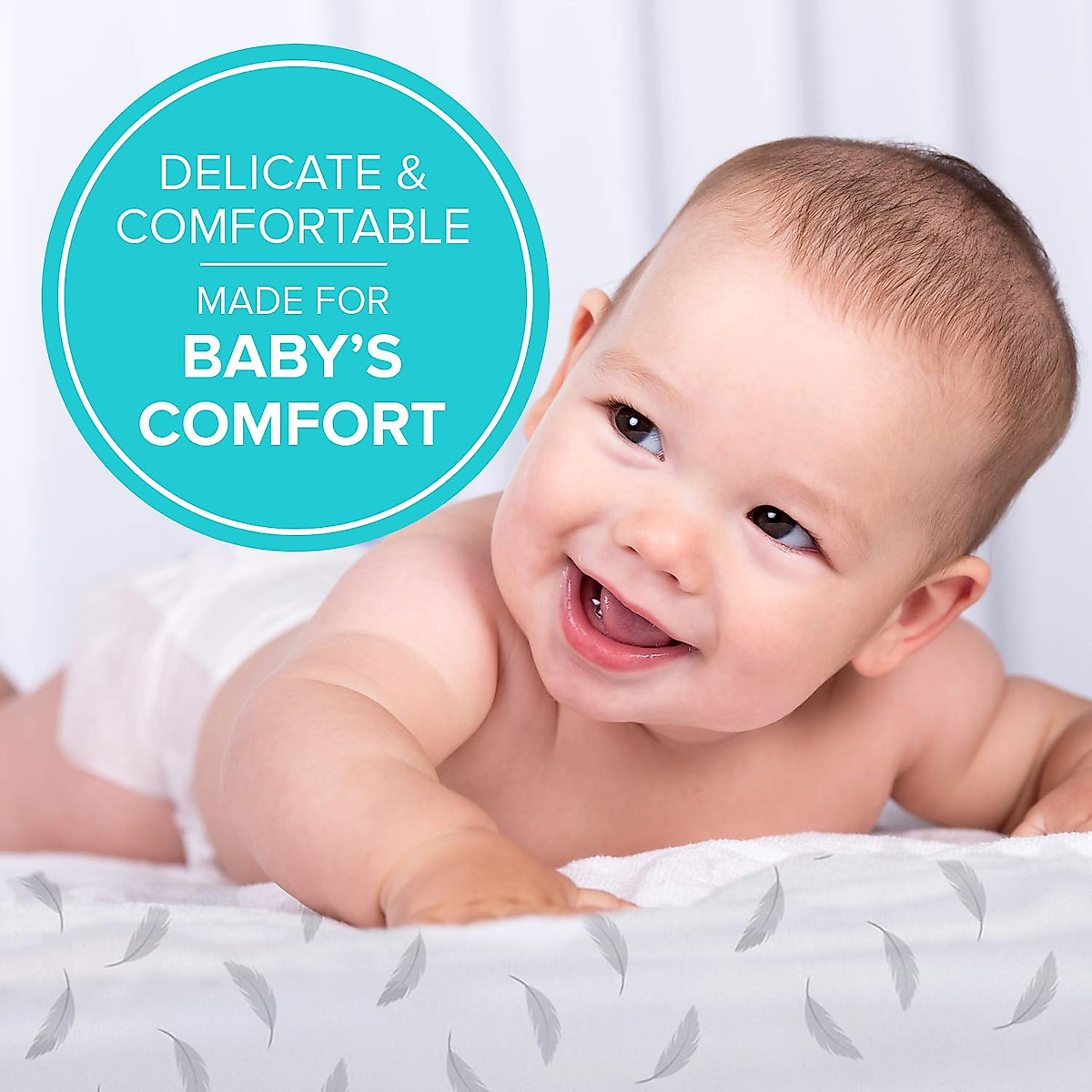 Kushies Baby Fitted Bassinet Sheets - 30 x 18 x 2 Bassinet Mattress Mini Crib Sheets - Grey Feather Bassinet Cover Mini Crib Mattress - Mattress for Playpen & Bed Side Bassinets Mini Crib Sheet