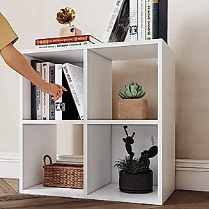 WAHEY Bookcase, 4 Cube Open Storage Organizer Display Bookshelf, HOFB006