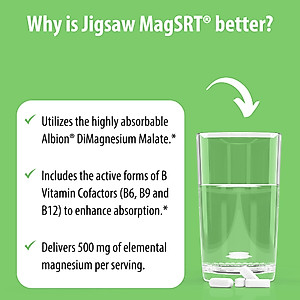 Jigsaw Health MagSRT | Magnesium Supplement with Vitamin B6, Folate & B12 | 240 Tablets | 60 Servings
