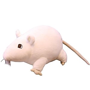 BIUBIULOVE 7inch Rat Plush Pillow, Rat Stuffed Animal Plushie Toy for Kids Girls Boys, Birthday Gifts Room Decorations (White)