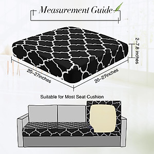 Newwiee 4 Pcs Patio Stretch Sofa Cushion Covers Moroccan Pattern Outdoor Cushion Covers Replacement Patio Furniture Cushion Couch Slipcovers Chair Seat Cover Soft Flexibility Protector (Black)