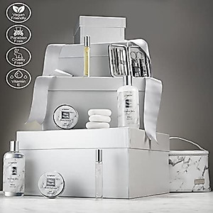 Birthday Gifts for Mom from Daughter & Son, Spa Gifts for Women, Bath and Body Set, 19pc Relaxation Pampering Self Care Baskets with 3 Massage Hot Stones, 9pc Nail Kit, Bubble Bath, Lotions and More