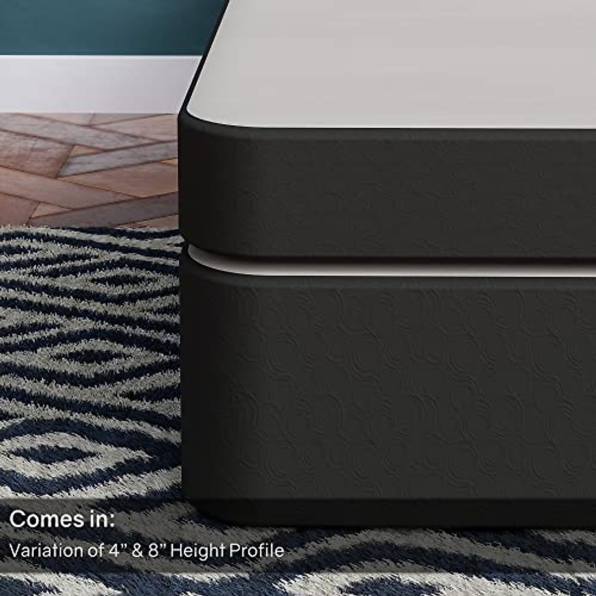 Nutan Wood Split Low Profile Traditional 4-inch Fully Assembled Foundation Set-Strong Structure – Luxurious Durable Bedding Queen Mattress Box Springs – Black