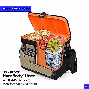 Titan Deep Freeze Cooler - 30 Can Zipperless Hardbody Cooler - Deep Freeze Insulation, HardBody Liner, and SmartShelf - Navy Blue