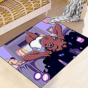 Black Girl Area Rug for Bedroom African American Girls And Boys Floor Rugs for Living Room Playroom Cartoon Art Home Decor Soft Small Carpets Yoga Mats for Women Afro Purple 35/''x 23/''(2 x 3 Feet)