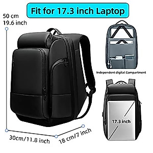 GYakeog Backpack for Traveling on Airplane, Travel Backpack for Men Women 17.3 inch Laptop Backpack large Travel Backpacks Carry on Work Backpack Waterproof Charge Antitheft Black