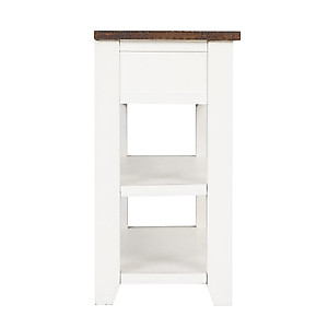 Gecheer 48" Solid Pine Wood Top Console Table, Modern Entryway Sofa Side Table with 3 Storage Drawers and 2 Shelves. Easy to Assemble (Antique White+ Brown Top) 2497B