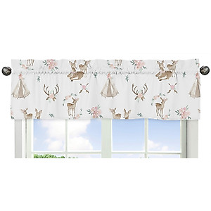 Sweet Jojo Designs Blush Pink, Mint Green and White Boho Watercolor Woodland Deer Floral Baby Girl Crib Bedding Set - 11 Pieces