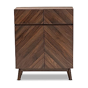 Baxton Studio Hartman Shoe Cabinets, One Size, Walnut Brown
