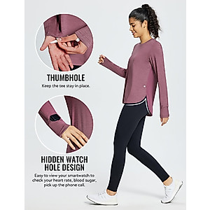 baleaf Women's Long Sleeve Running Shirts Workout Athletic Tops Quick Dry Lightweight UPF 50+ Purple M