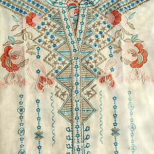 AK Women's Embroidered Tops Mexican Shirt V Neck Summer Casual Tops Peasant Tunic Loose Blouse (Small, 127-Yellow)