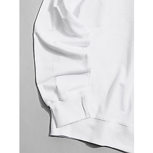 WDIRARA Men's Cartoon Dinosaur Graphic Print Long Sleeve Round Neck Sweatshirt White M