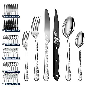 SenceHome 48 Piece Silverware Sets, Flatware Set for 8, Stainless Steel Cutlery Sets for Home Kitchen Restaurant Hotel, Dishwasher Safe