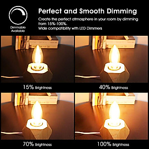 New Lights 2W Candelabra Led Bulbs, Dimmable E12 Chandelier Light Bulbs, 2200K, C35 Filament Led Candle Light Bulbs (Warm White, 6 Pack)