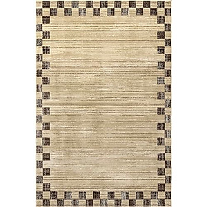 Rugs USA x Arvin Olano Pompeii Checked Border Area Rug, 8x10, Brown