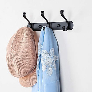 uxcell Wall Mount Coat Hook Rack Hanger with 3 Retro Hooks,Stainless Steel Towel Hanger with Screws for Jackets/Coats/Hats/Scarves,Black A,10" x 2.8" x 3.7"(L*W*H)