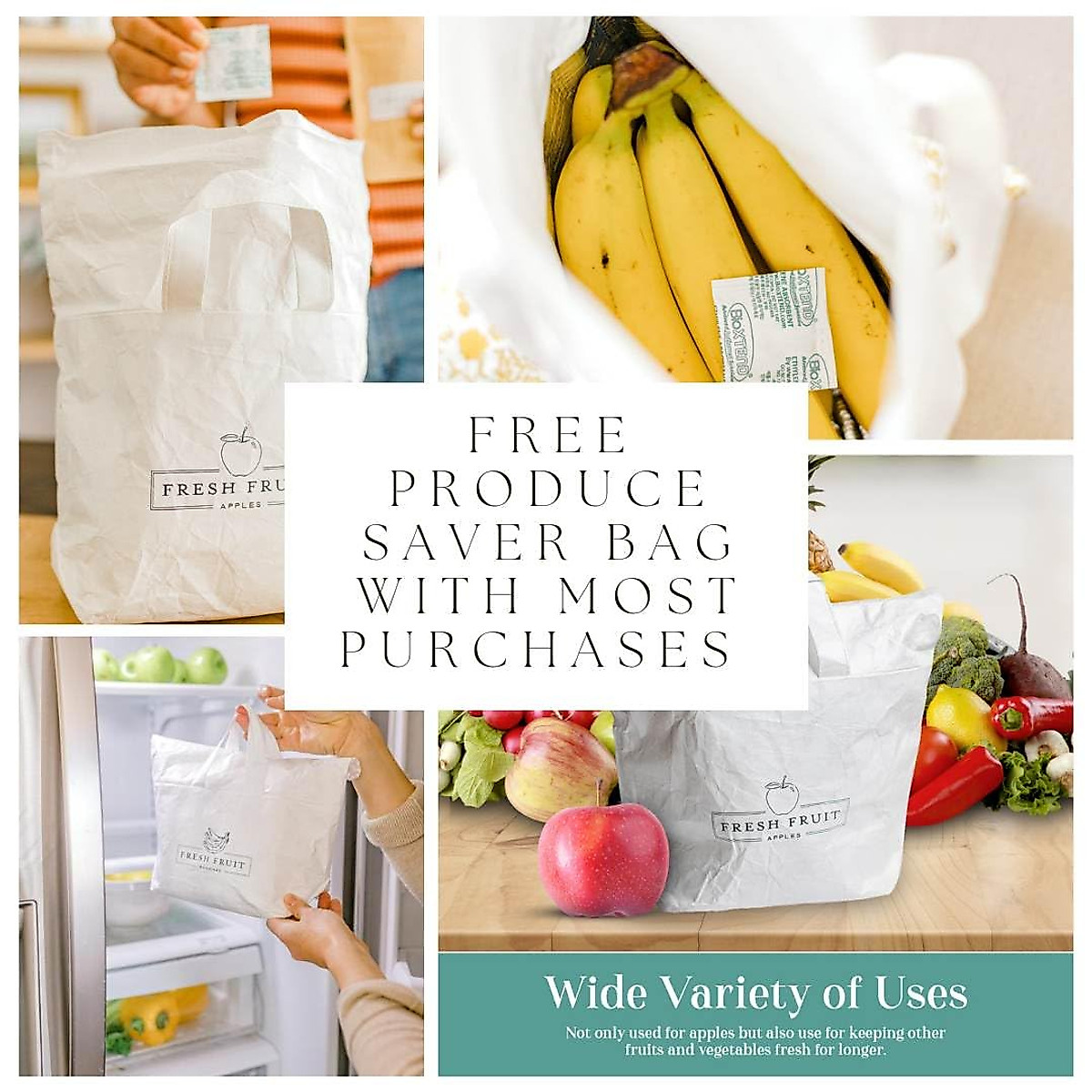 Ethylene Gas Absorber Packets (30 Count) to Extend Fruit Freshness - Produce Saver - Produce Preserver - Extend Freshness of Fruit and Vegetables - Avocado Keeper - Lettuce Keeper for Fridge