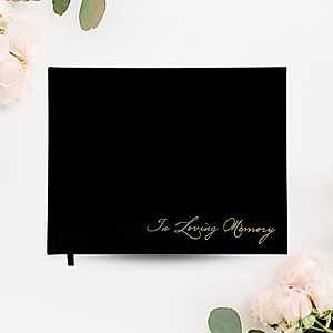 Funeral Guest Book - Elegant in Loving Memory Memorial Service Guest Book for Funeral with Matching Share A Memory Table Stand - 250 Guests Entries with Name & Address, Hardcover (Black)