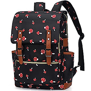 Malaxlx Mushroom Print School Backpack for Teen Girls Boys, College Bookbags Student School Bag Laptop Backpack for Womens