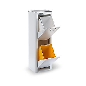 DON HIERRO - CUBEK - Recycling bin, Trash can Unit, Waste bin, Cabinet with 2 tilt-Out compartments. - White