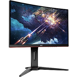 Nowco 2021_AOC 24 inch Gaming Monitor, FHD 1920x1080, 1500R, VA, 165Hz (144Hz Supported,144hz 1ms), FreeSync Premium, Height Adjustable Black, HDMI Cable and Mouse pad Included.