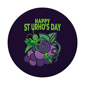 Happy St Urhos Day Grasshopper Grapes Vineyard Graphic Gift PopSockets Swappable PopGrip