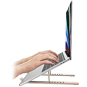 Aduro U-Rise Steel Ergonomic Laptop Stand Adjustable Height Aluminum Monitor Stand Riser Compatible with 10-15.6" Laptop Gold