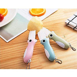 COLLMORE Ceramic Paring Knife - Small Folding Pocket Knife with 2.3in Sharp Blade - 1.3oz Mini Cute Portable Fruit Knife for Travel, Camping, Kitchen, Women, Men(Pink)