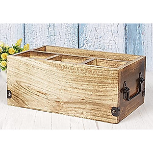 Mother's Day Gifts Wooden Kitchen Utensil Holder With 4 Compartments Wood Utensil Organiser for Cutlery, Napkins, Cups Caddy Organizer