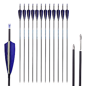 1000-Spine Arrow 28-Inch Arrow Target Practice Arrow Hunting Arrow Carbon Arrows Compound Bow Recurve Bow Adult Youth Archery Indoor Outdoor Shooting Bullet Field Tip 12pc Style1