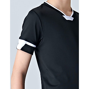 2 Pack Youth Boys' Soccer Jerseys, Black White Training Shirts for Kids, Dry Fit Athletic Performance Short Sleeve Tees (Medium)