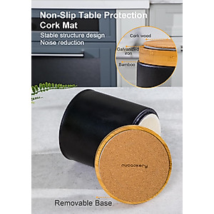 Nucookery 360°Rotating Utensil Holder, 7.2" Kitchen Utensil Crock, Ceramic Cooking Utensil Organizer with Countertop-Protection Cork Bottom for Farmhouse Kitchen Decor Christmas (Stone Black)