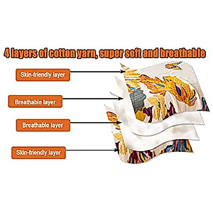 MSGKV Boho Throw Blanket 60''x80'' 100% Cotton Blanket for Bed Picnic Blankets Soft Blanket Light Weighted Blanket Muslin Blankets Double Sided Blanket for Bed Couch Living Room