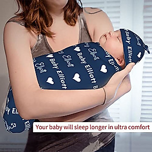 Tkanina Personalized Baby Blanket and Hat Custom Sleep Sack with Name for Boys and Girls Sleepsack Swaddle Blanket Customized Gifts for Newborn Baby Toddler Infant