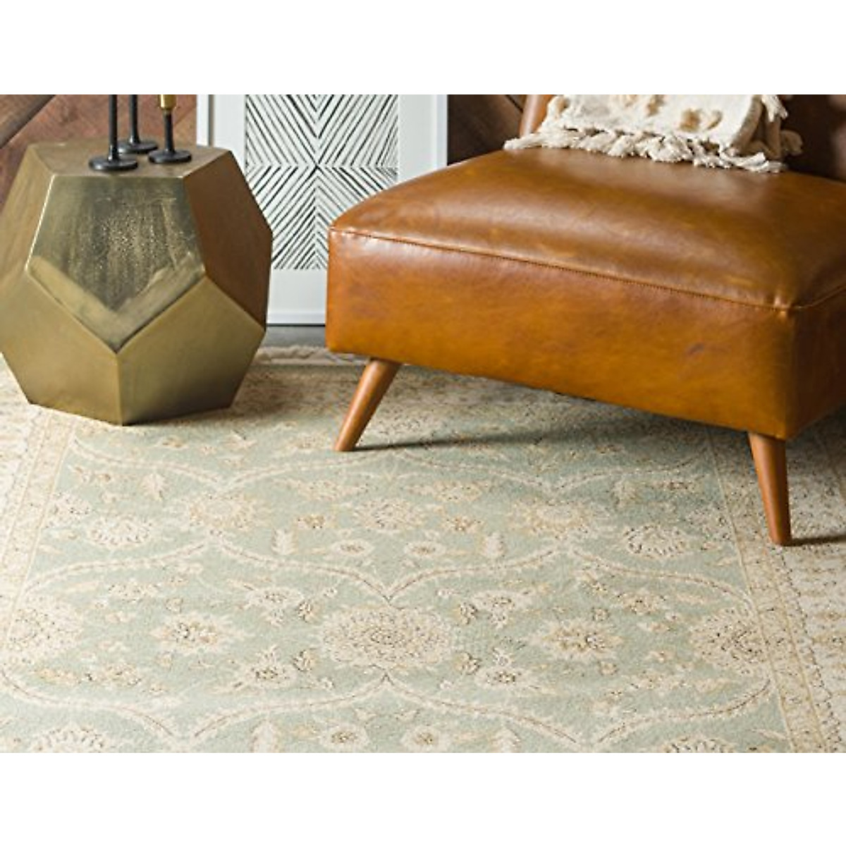 Unique Loom Edinburgh Collection Classic Oriental Traditional French Floral Country Inspired Design Area Rug, 5' 1" x 8' Rectangle, Light Green/Cream